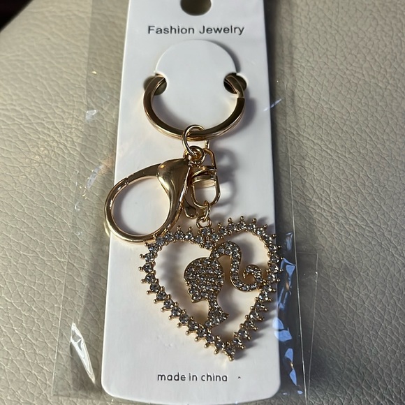 Barbie | Accessories | Barbie Head In Rhinestone Heart Cute Key Ring Or ...